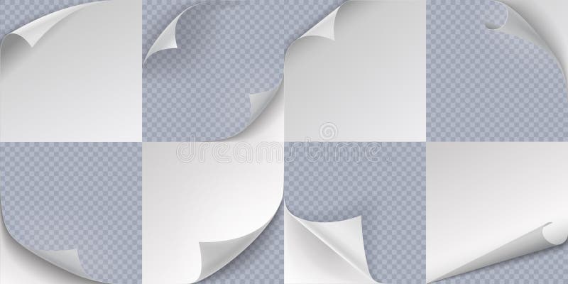 Curled Page. Realistic Folded Paper Corners, 3D Curve Sticker Edge ...