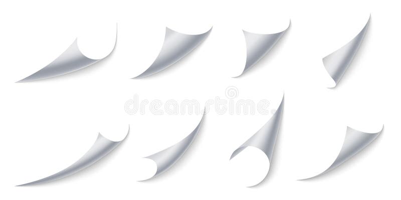 Curled Paper Corners. Page 3D Bent with Realistic Shadow, Curling ...