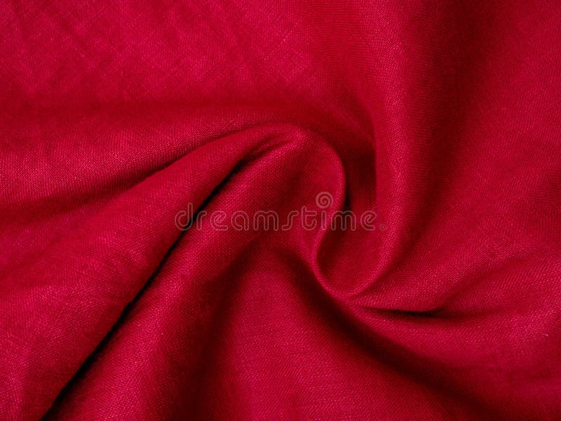 Curled Red Linen Fabric Texture, Crimson Color, Copy Space Stock Image ...