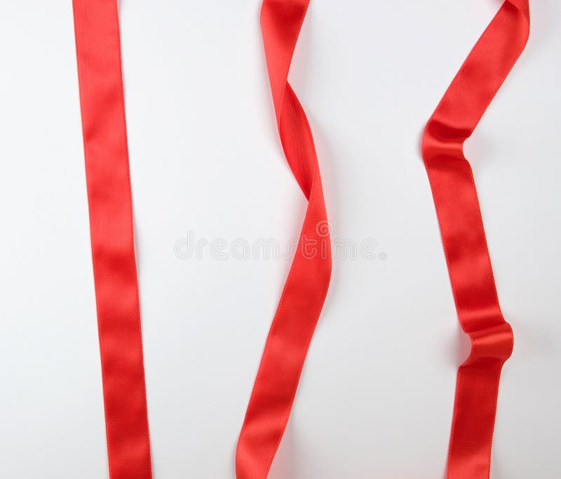 Curled Red Satin Ribbon on a White Background Stock Photo - Image of ...
