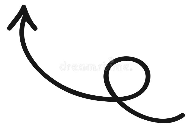 Curled Rotated Arrow. Flip Over Doodle Sign Stock Vector - Illustration ...