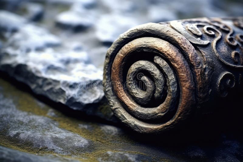 Curled Scroll Lying on Weathered Stone Surface. Generative AI Stock ...