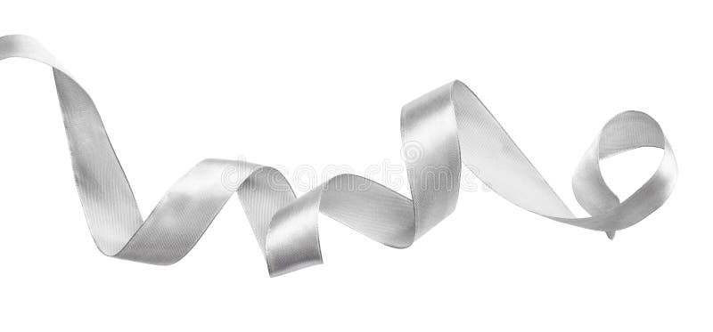 Curled silver silk ribbon stock photo. Image of thin - 118083866