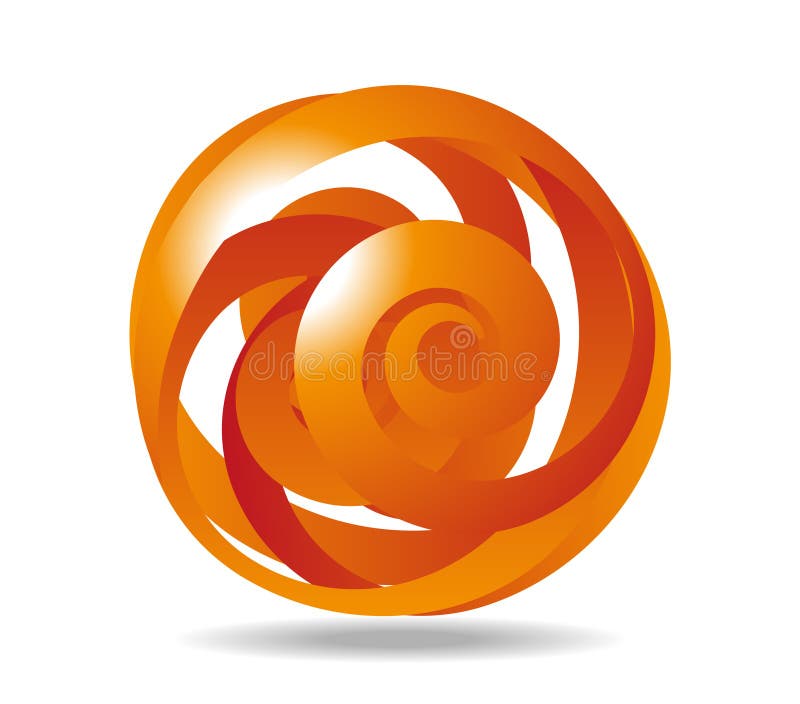 Curled Yellow and Red Ribbons Logo. Round Stock Vector - Illustration ...