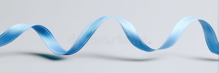 Curling Blue Ribbon Trail on Plain Background Highlights Elegance and ...
