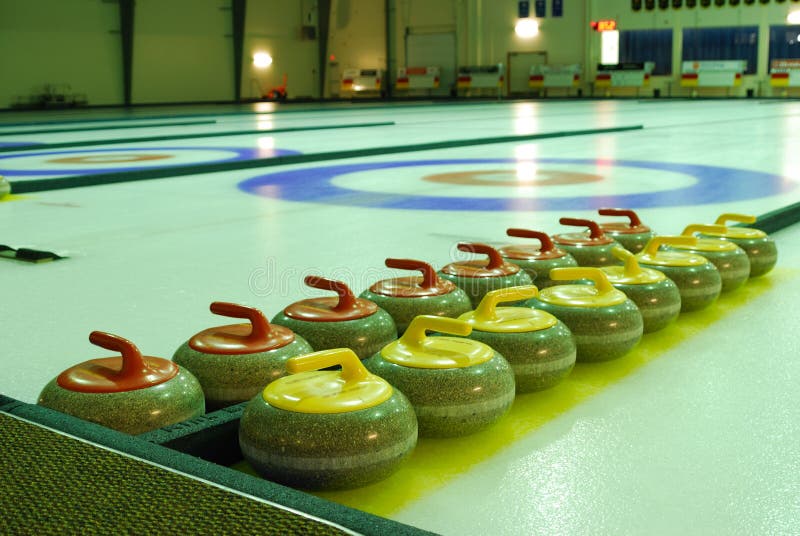 Curling stones on court stock image. Image of game, curling - 4743889