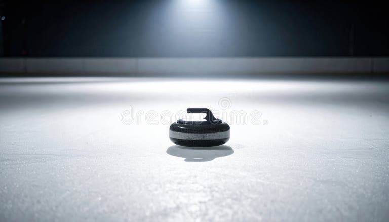 Curling Stone on a Looking Ice Surface in the Light of a Spotlight ...