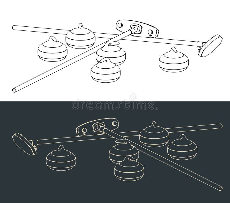 Curling Stones and Brooms Sketches Stock Vector - Illustration of ...