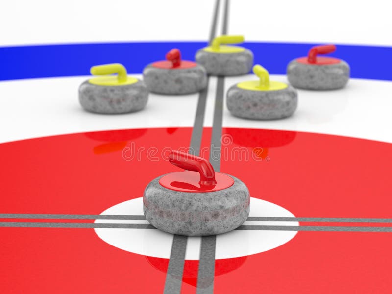 Curling Stones on Ice. 3D Illustration Stock Illustration ...