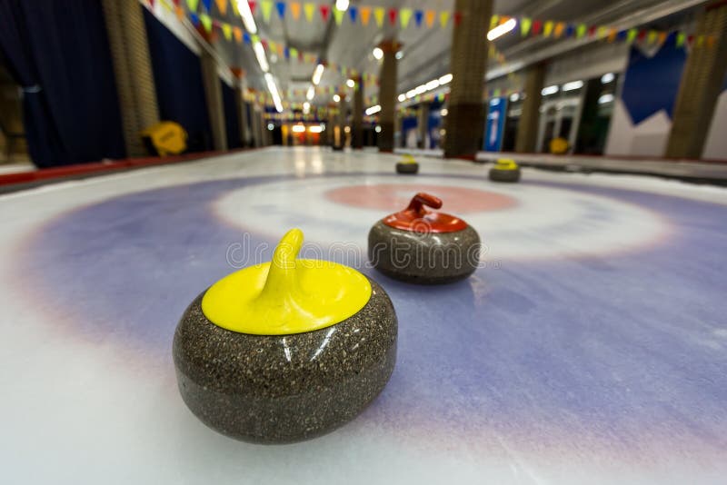 Curling Stones on an Indoor Rink Stock Photo - Image of fitness, sport ...