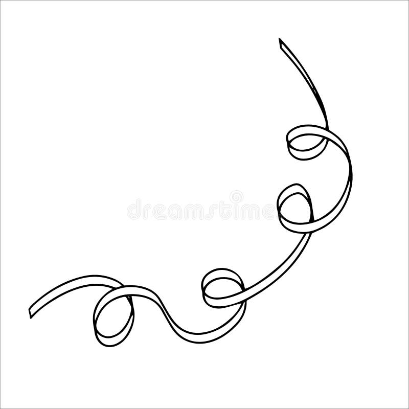 Curls Abstract Confetti Ribbon. Hand Drawn Simple Doodle Stock Vector ...