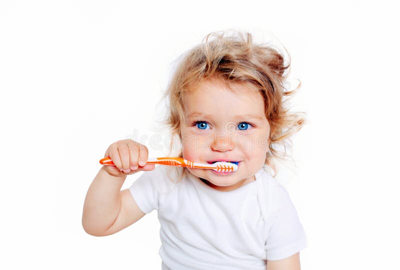Curly Baby Toddler Brushing Teeth Stock Photos - Free & Royalty-Free ...