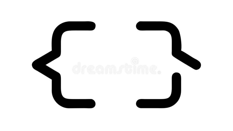 Curly Braces Coding Icon, Programming Syntax Text Editor, Vector Design ...