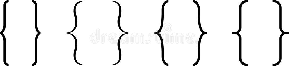 Curly Braces, Double Symmetric Brackets. Vector Typography Symbols Pair ...