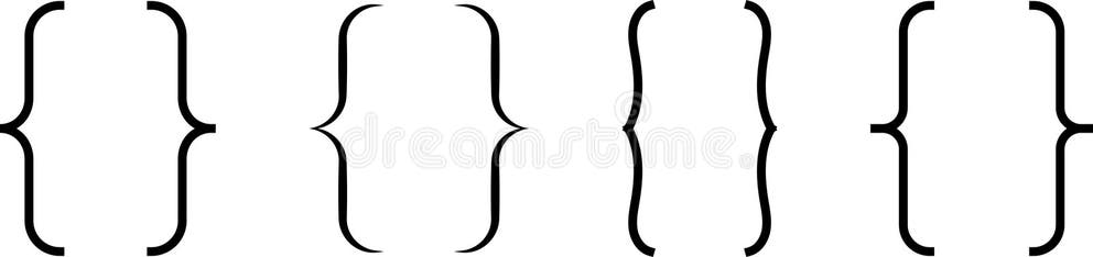 Curly Braces, Double Symmetric Brackets. Vector Typography Symbols Pair ...