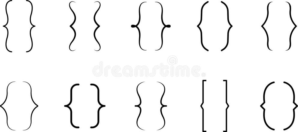Curly Braces, Double Symmetric Brackets. Vector Typography Symbols Pair ...