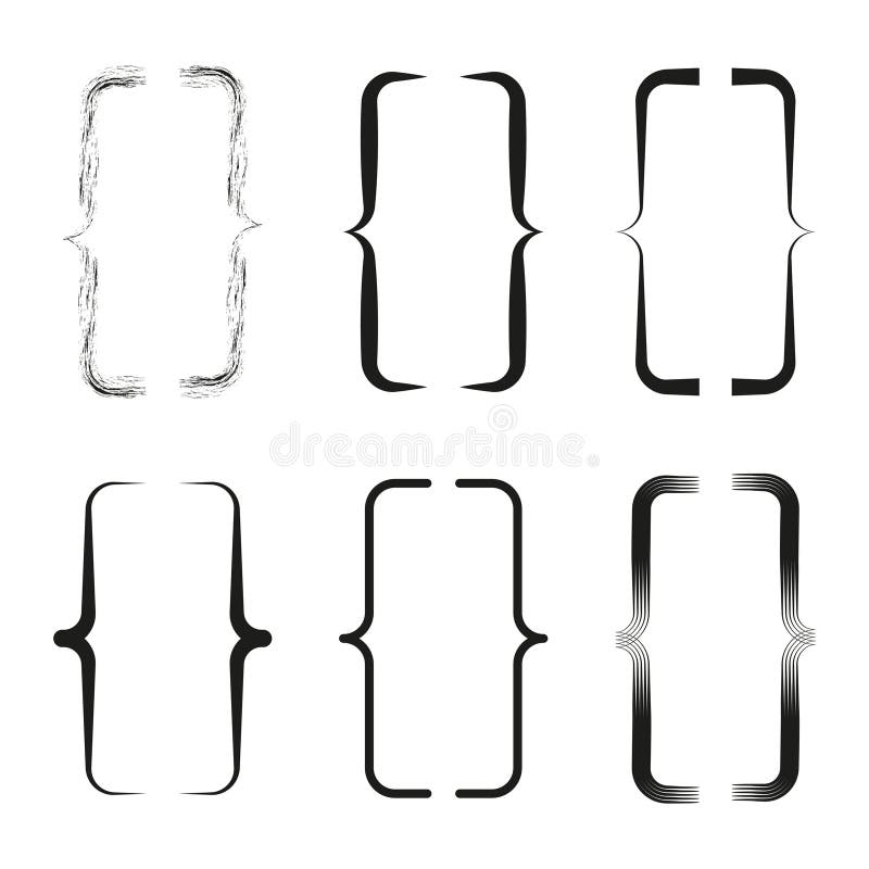 Curly Bracket Icon. Black and White Design. Decorative Vector Shape ...