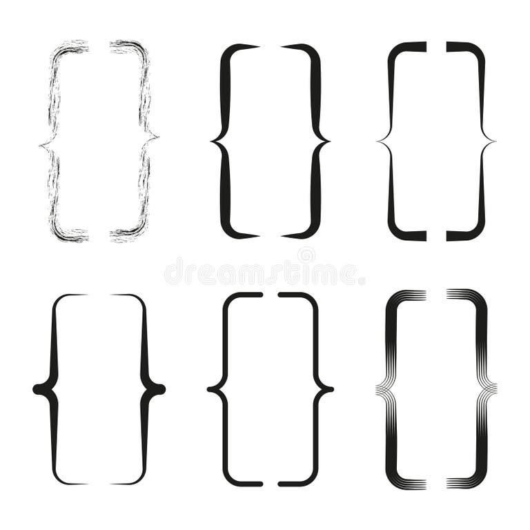 Curly Bracket Icon. Black and White Design. Decorative Vector Shape ...