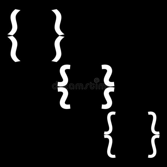 Curly Bracket Pattern. White Brackets on Black. Repeated Symbol Design ...