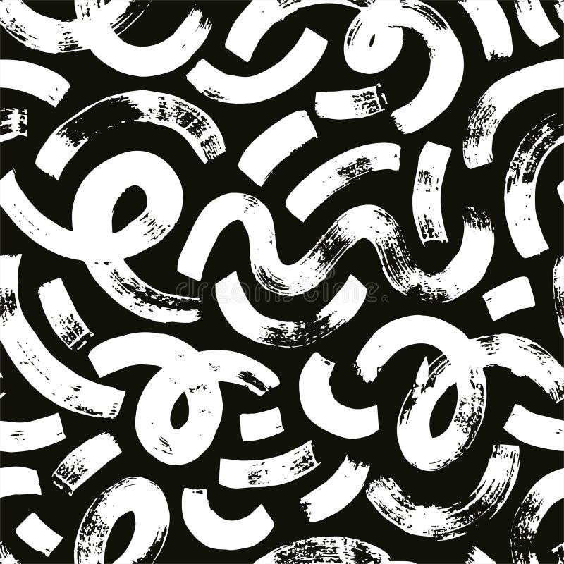 Curly Brush Painting Abstract Form Brush Paint Seamless Pattern Background for Decorative ...