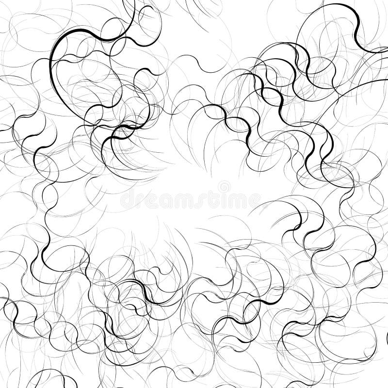 Curly, Curved Random Lines. Abstract Monochrome Texture, Pattern Stock ...