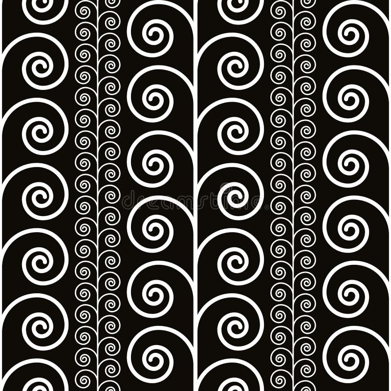 Curly Decorative Seamless Pattern, Black and White Stock Vector ...