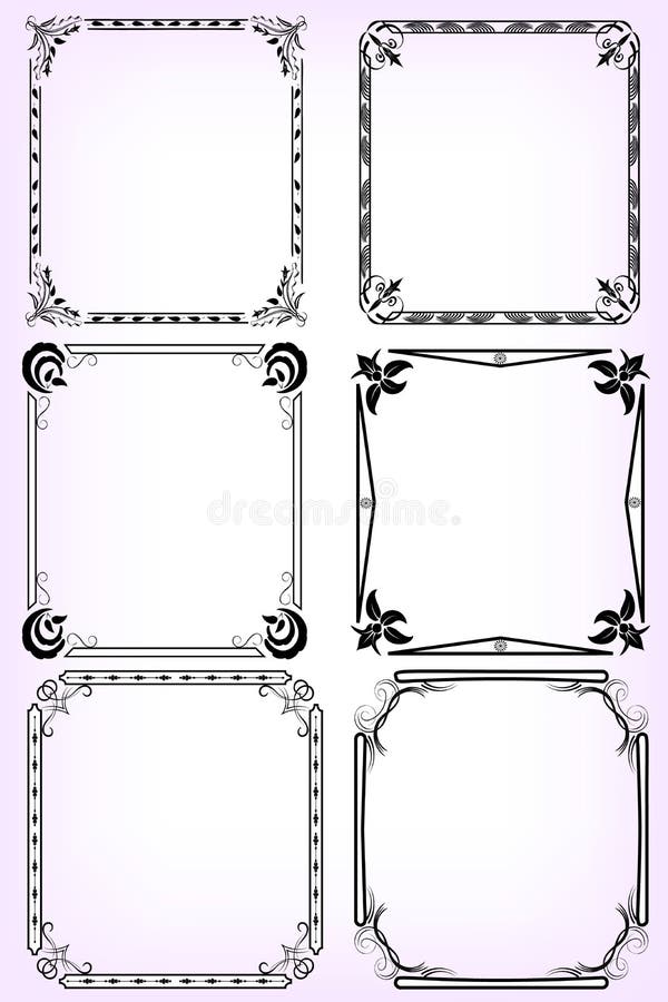 Curly Frames of Black Color in a Set. Stock Vector - Illustration of ...
