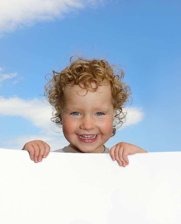 Curly Girl with Empty Blank Stock Photo - Image of girls, looking: 9938378