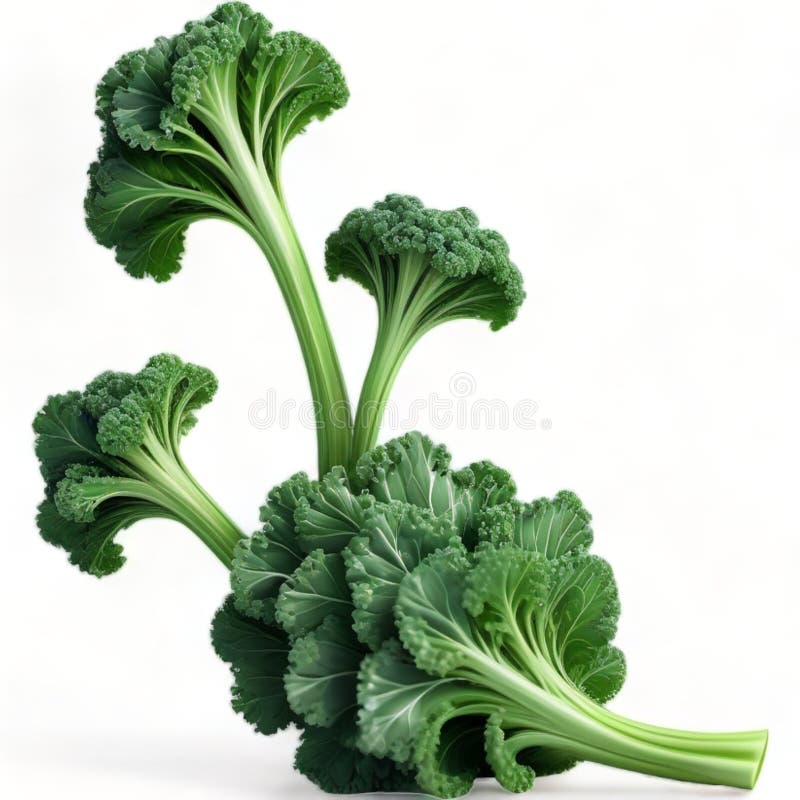Curly Green Kale 3D Illustration Isolated on White Background. Fresh ...