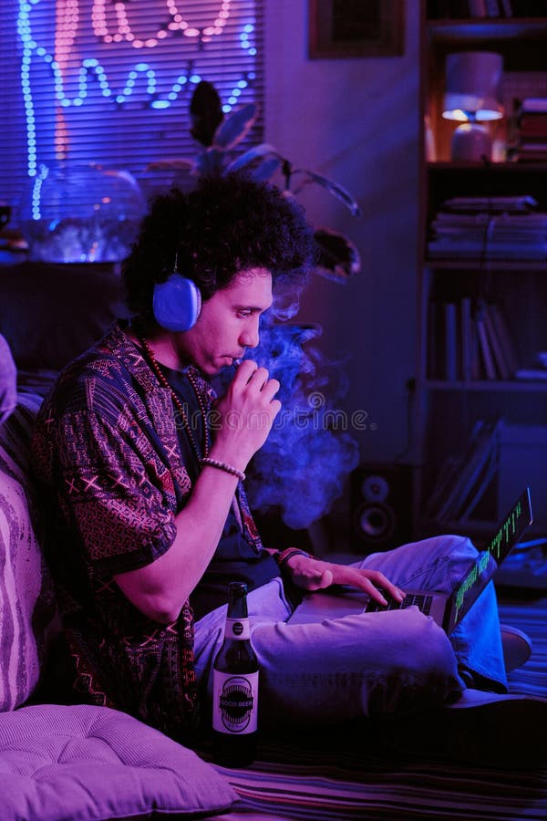 Young Developer Smoking during Work Stock Photo - Image of domestic ...