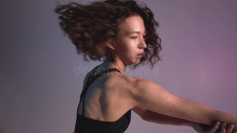 Curly-haired Girl Dances Contemporary. Dynamic Dance Video. Stock Video ...