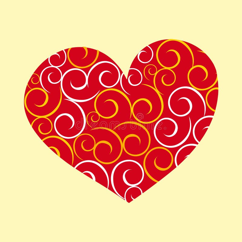 Curly heart illustration stock vector. Illustration of devotion - 9963623