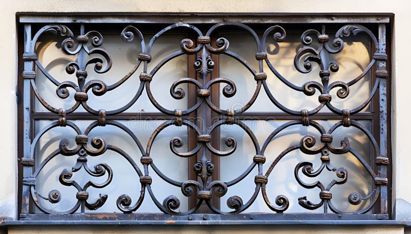 Curly Iron Grating on the Window Stock Image - Image of line, abstract ...