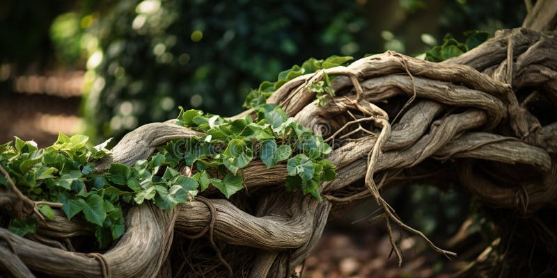 Curly Leafless Ivy Branches are Located on a Tree Trunk in the Form of ...
