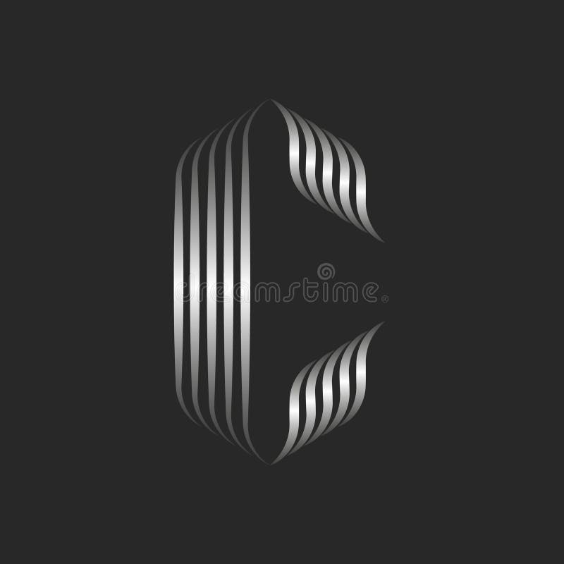 Curly Letter C Logo Monogram Logo Silver Lines Pattern Design, Smooth ...