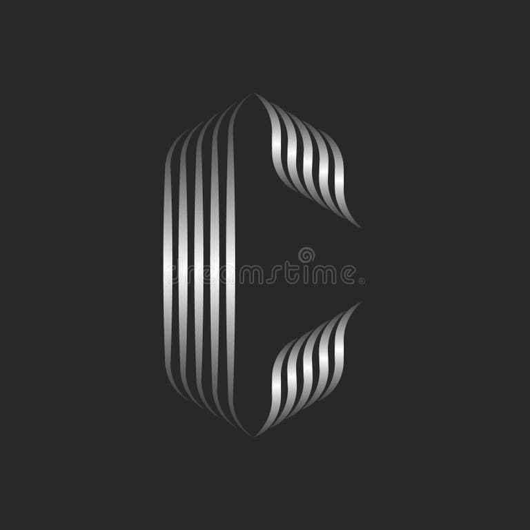 Curly Letter C Logo Monogram Logo Silver Lines Pattern Design, Smooth ...