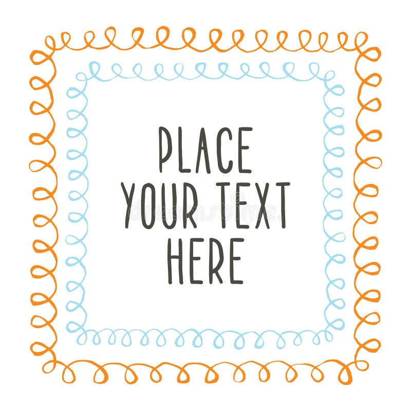 Curly Lines Hand Drawn Vector Frame on White Stock Vector ...