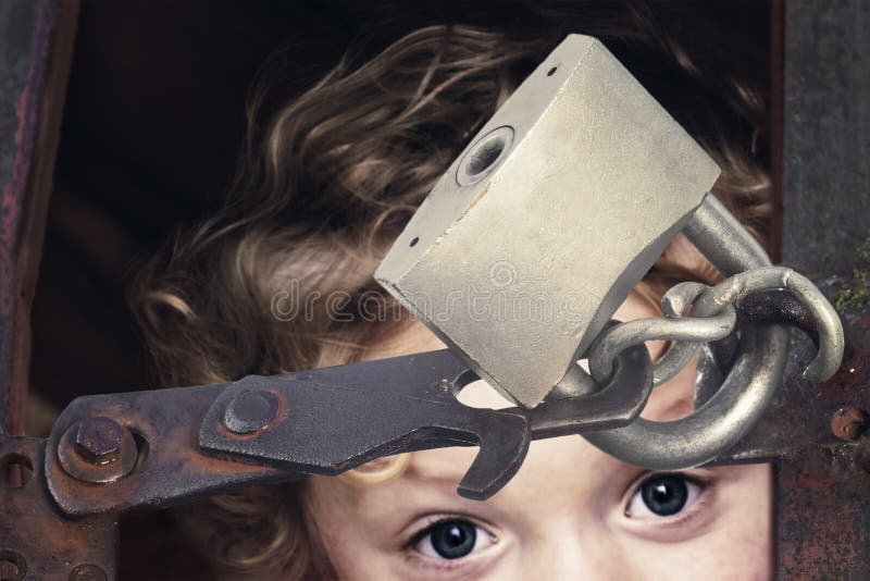 Curly Little Boy Looking To the Lock Stock Image - Image of freedom ...