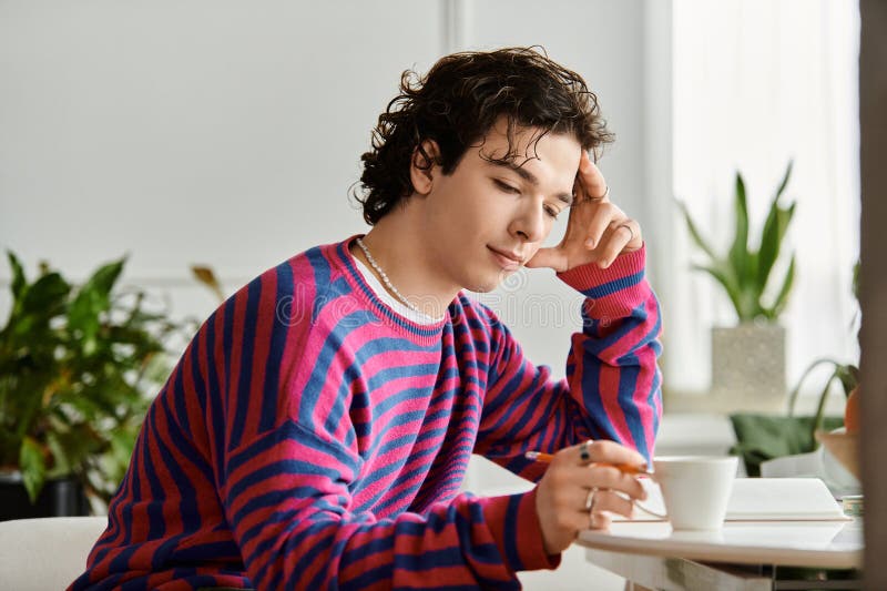 Curly Non Binary Student Reflects Stock Photos - Free & Royalty-Free ...