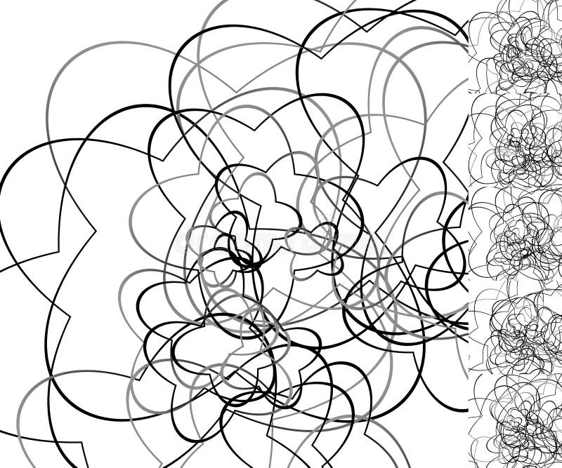 Curly Random Lines Geometric, Artistic Illustration, Monochrome Stock ...