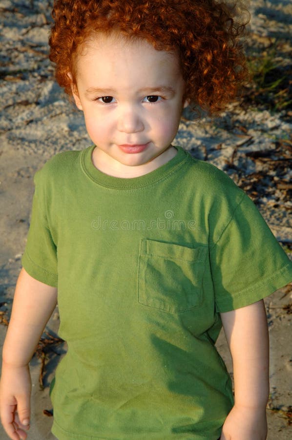 Curly Red-haired Boy At Beach Stock Photo - Image of curled, diversity ...