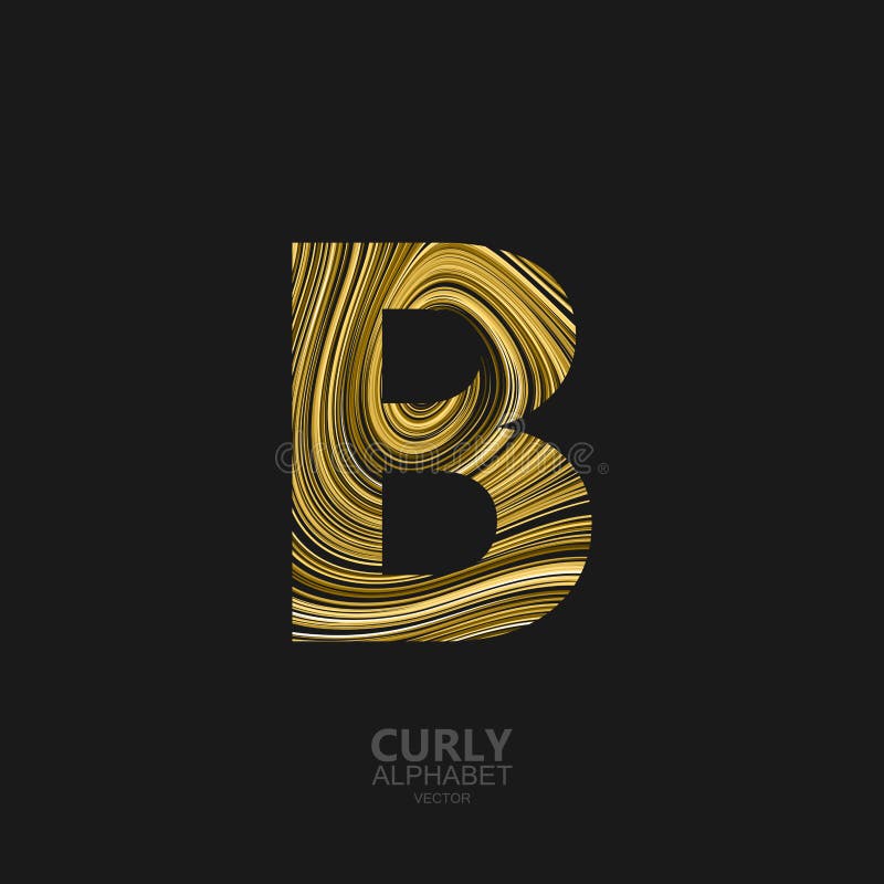 Curly textured Letter B. stock vector. Illustration of artistic - 80952050