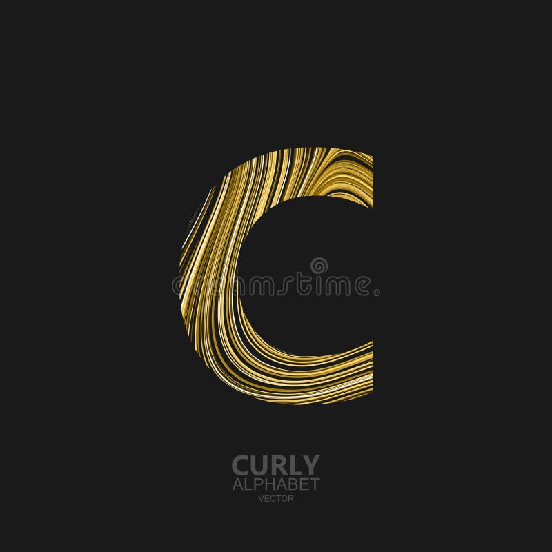 Curly textured Letter C. stock vector. Illustration of language - 80952332