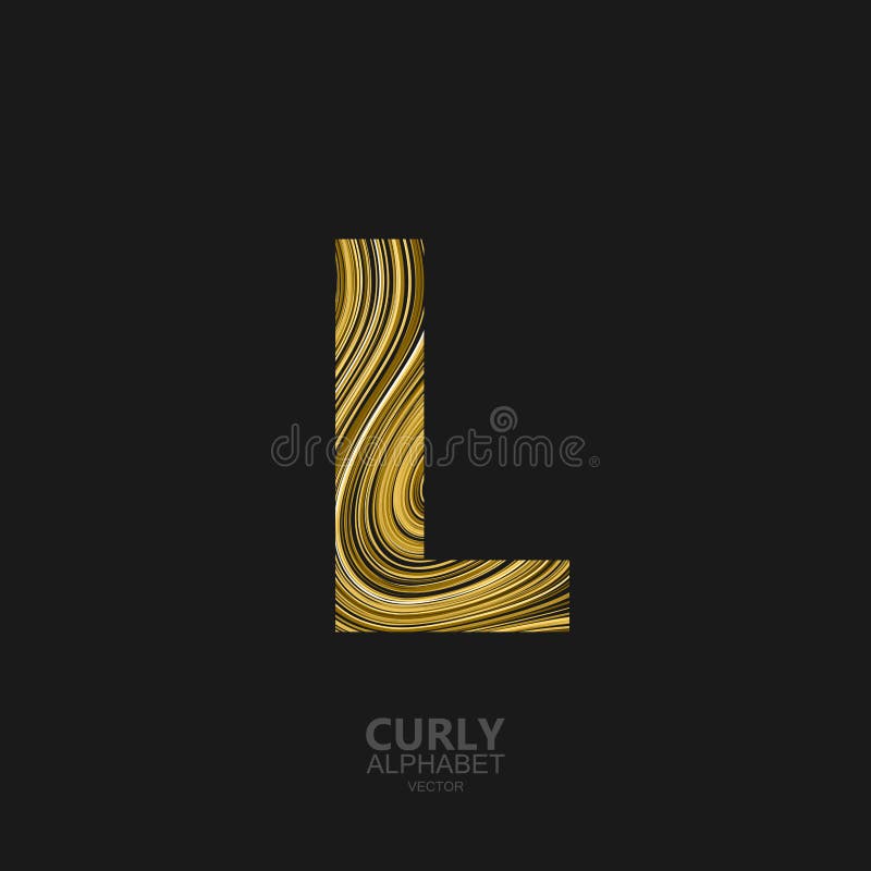 Curly textured Letter L. stock vector. Illustration of element - 80952397