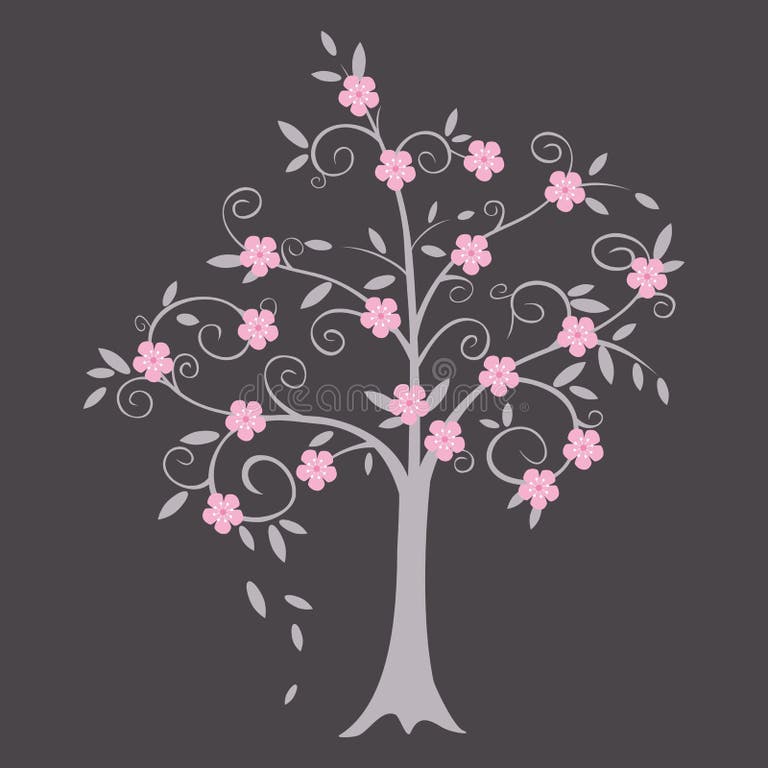 Curly Tree Vector Illustration Stock Vector - Illustration of grei ...