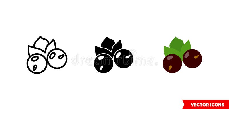 Currant Icon of 3 Types Color, Black and White, Outline. Isolated ...