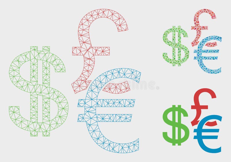 Currencies Vector Mesh 2D Model and Triangle Mosaic Icon Stock Vector ...