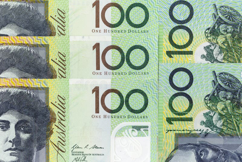 Currency Banknotes Spread Across Frame Australian Dollar in Various ...