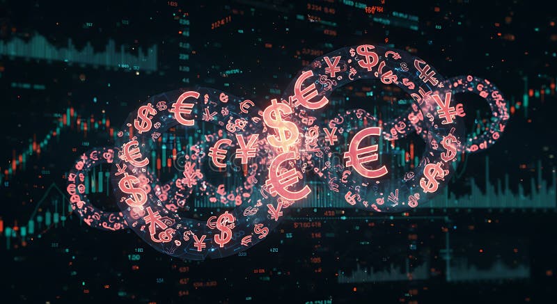 Currency Chain and Financial Data Visualization Concept for Global ...