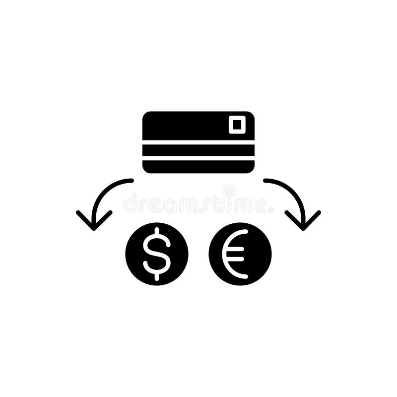 Currency Conversion Black Icon Concept. Currency Conversion Flat Vector ...